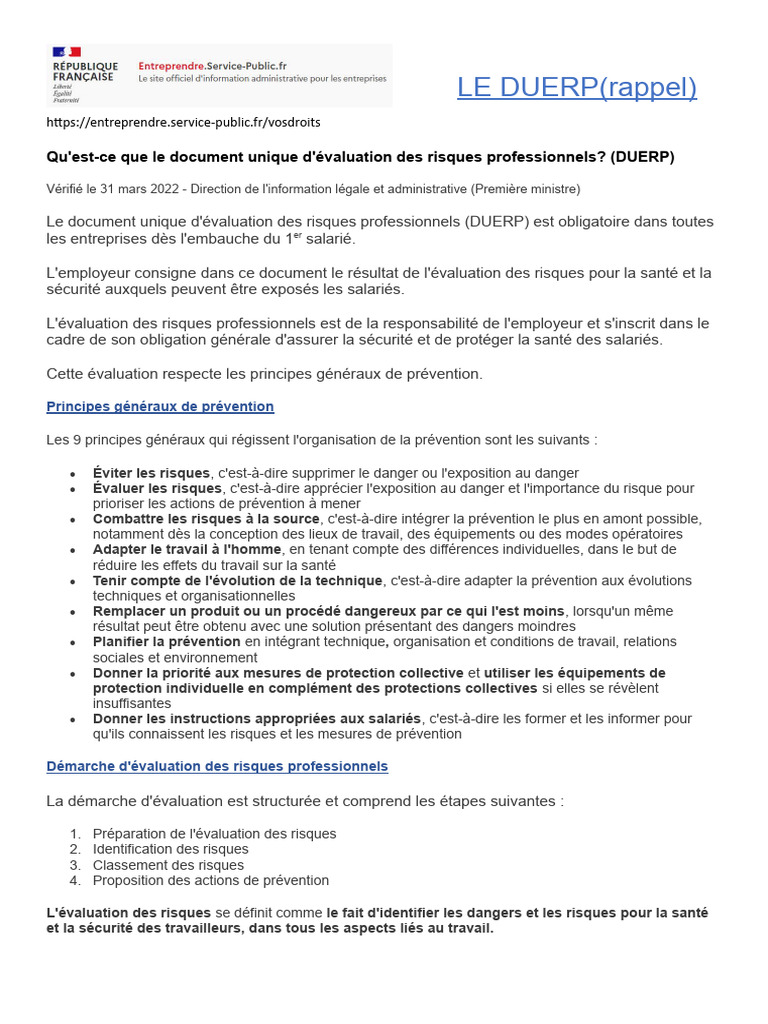 Module C5-LE DUERP | PDF | Sécurité