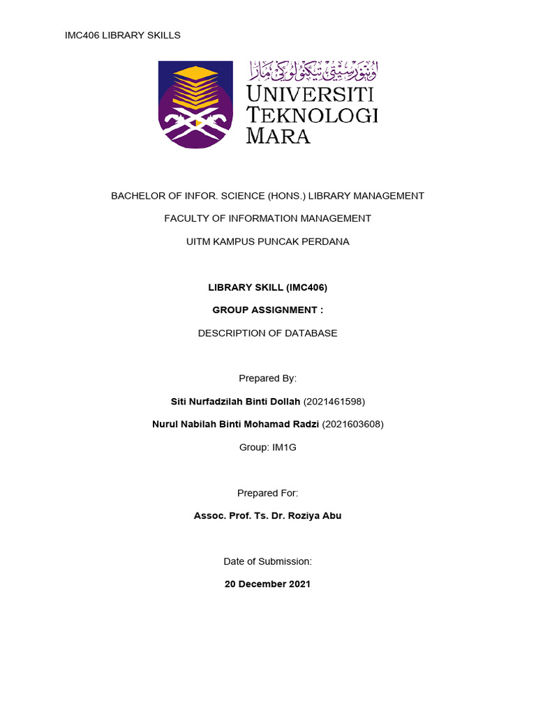 Assignment 2 Imc406 Library Skills | PDF | Libraries | Databases