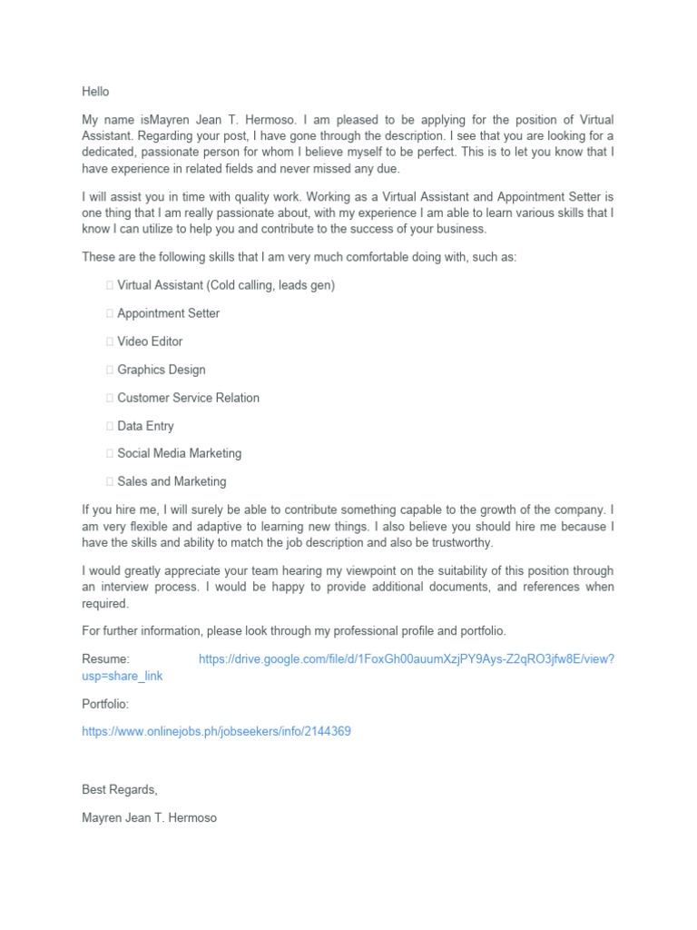 Application Letter Mayren | PDF