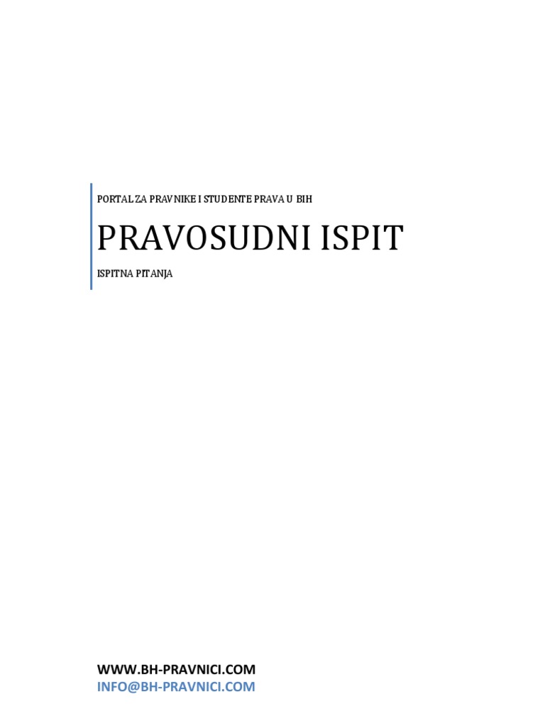 Pravosudni Ispit - Ispitna Pitanja | PDF