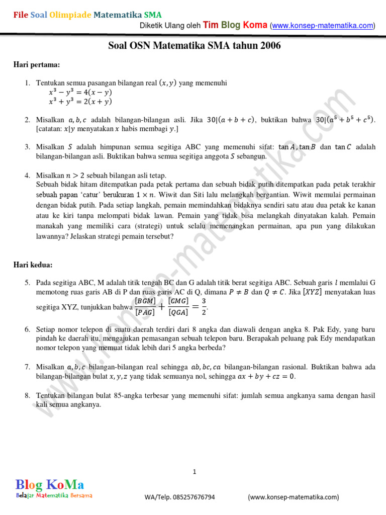 2006 Soal OSN Matik SMA | PDF