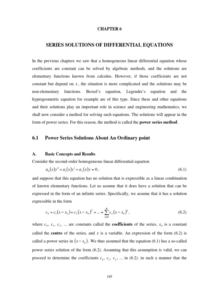 CHAP6 | PDF | Equations | Power Series