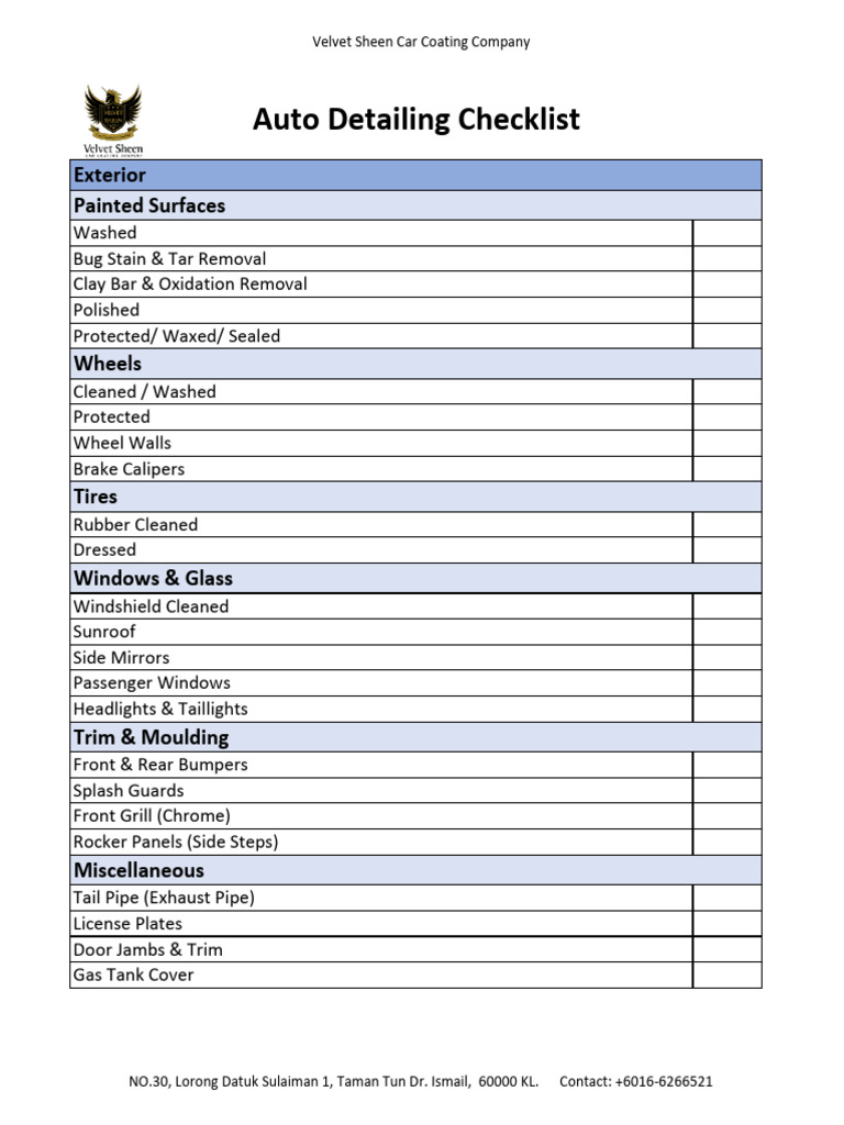 Velvet Sheen Car Wash Secrets Checklist | PDF