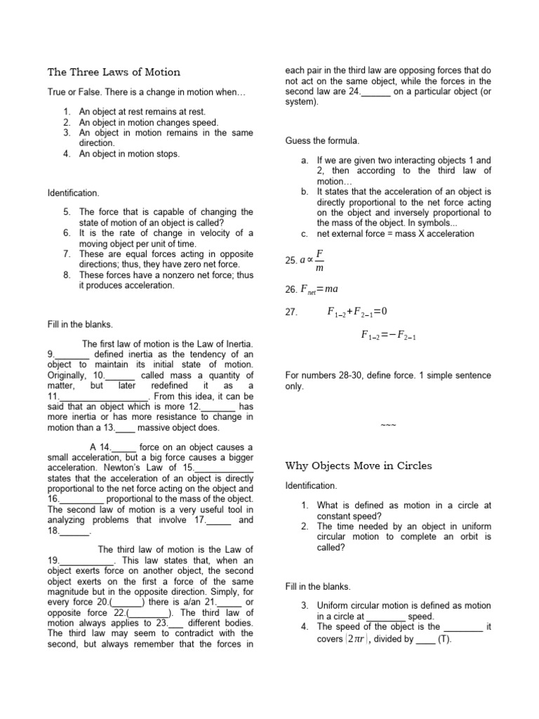 Force and Motion | PDF | Force | Acceleration