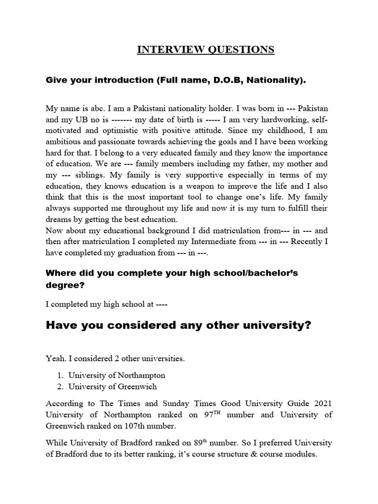 Final Interview Bradford | PDF | Psychology | Academic Degree