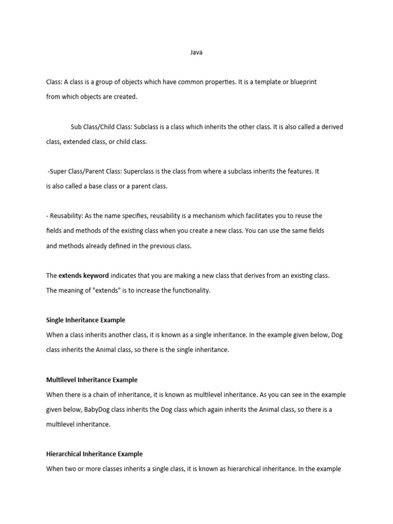 Java Pdf Inheritance Object Oriented Programming Method