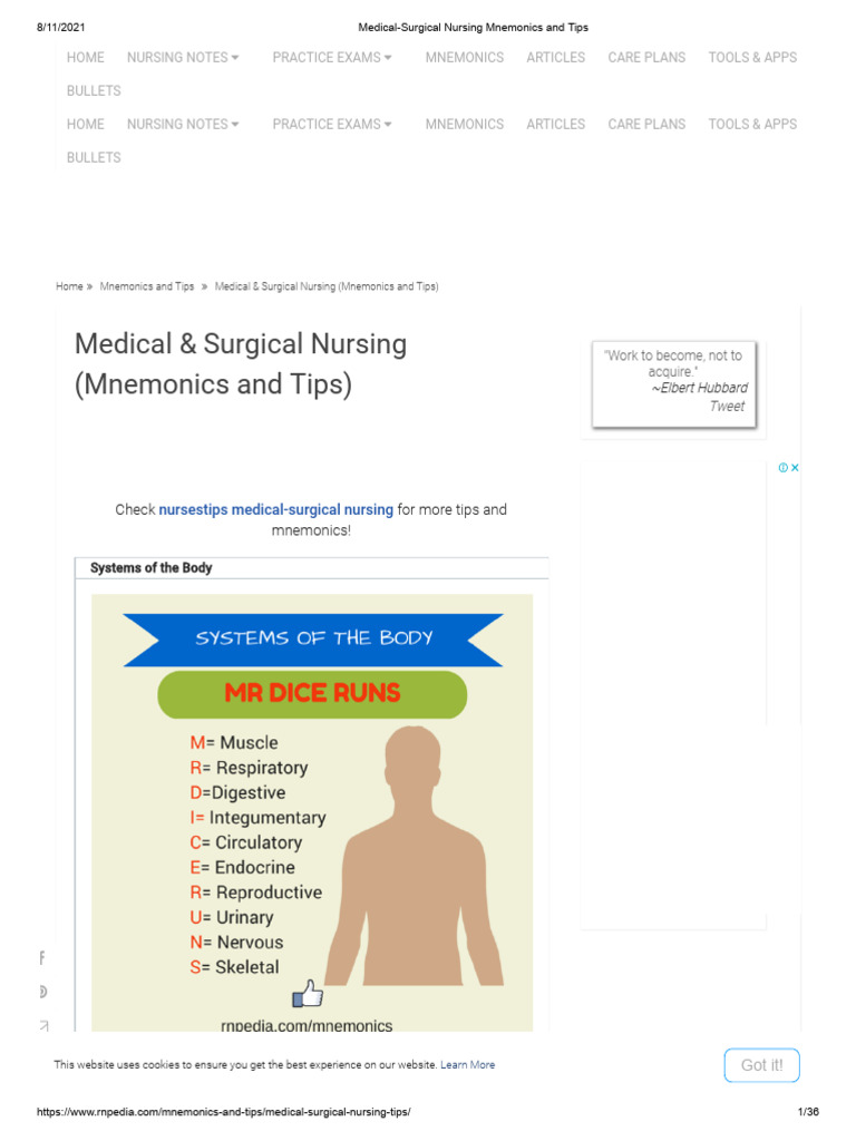 Medical Surgical Nursing Mnemonics and Tips | PDF | Nursing | Causes Of ...