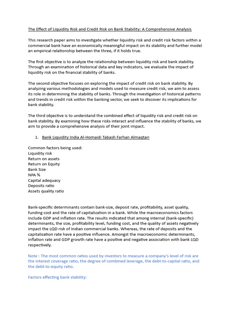 The Effect of Liquidity Risk and Credit Risk On Bank Stability | PDF ...