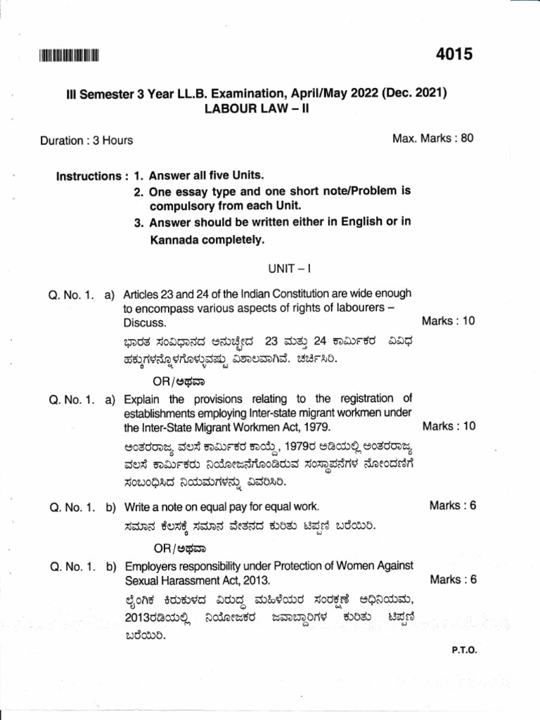 LABOUR LAW - II April, May 2022 (Dec 2021) | PDF | Industrial Relations ...