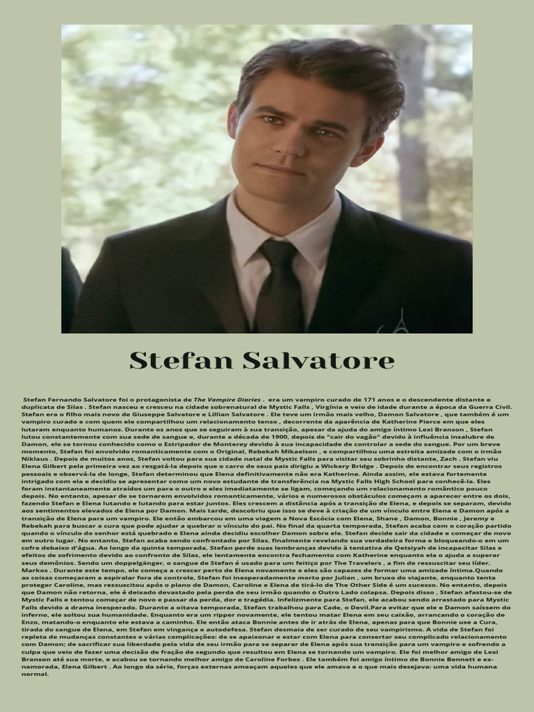 A História de Stefan Salvatore em TVD | PDF | Diários de um Vampiro