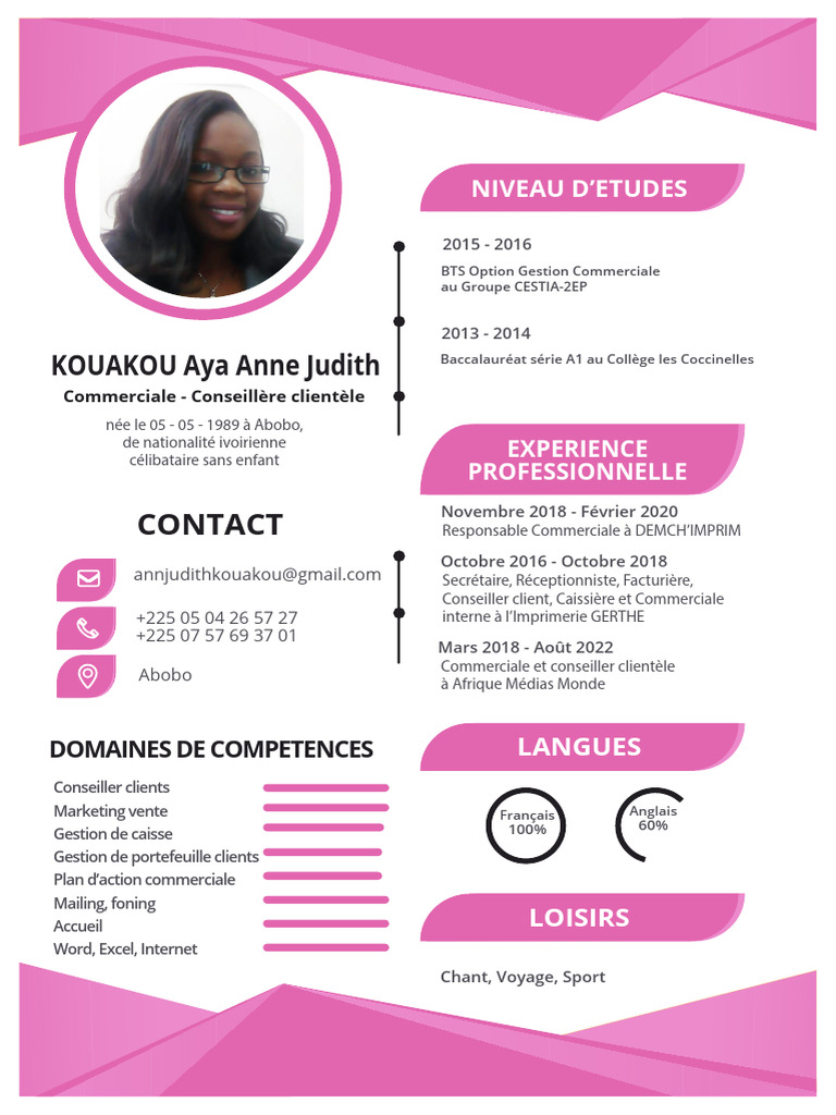 Profil Commercial de Kouakou Aya Anne | PDF | Affaires