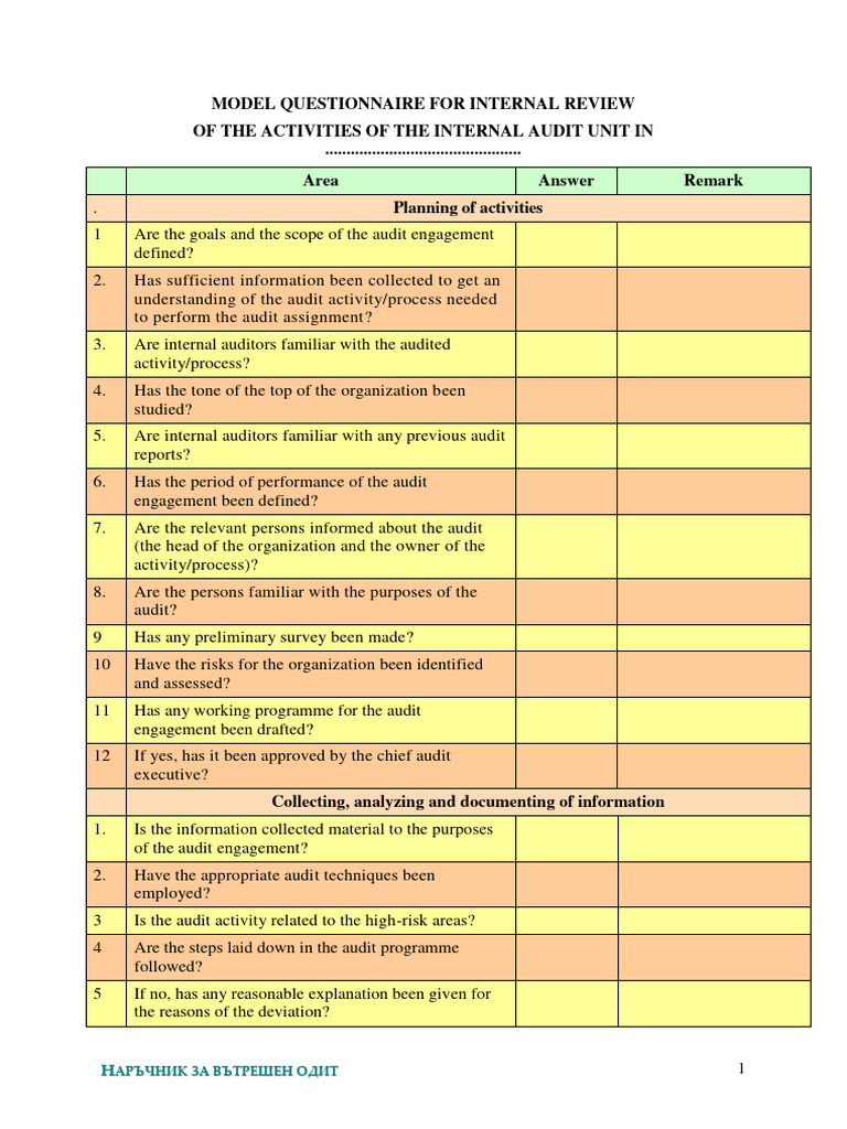 Svilena Simeonova Questionnaire | PDF | Audit | Internal Audit