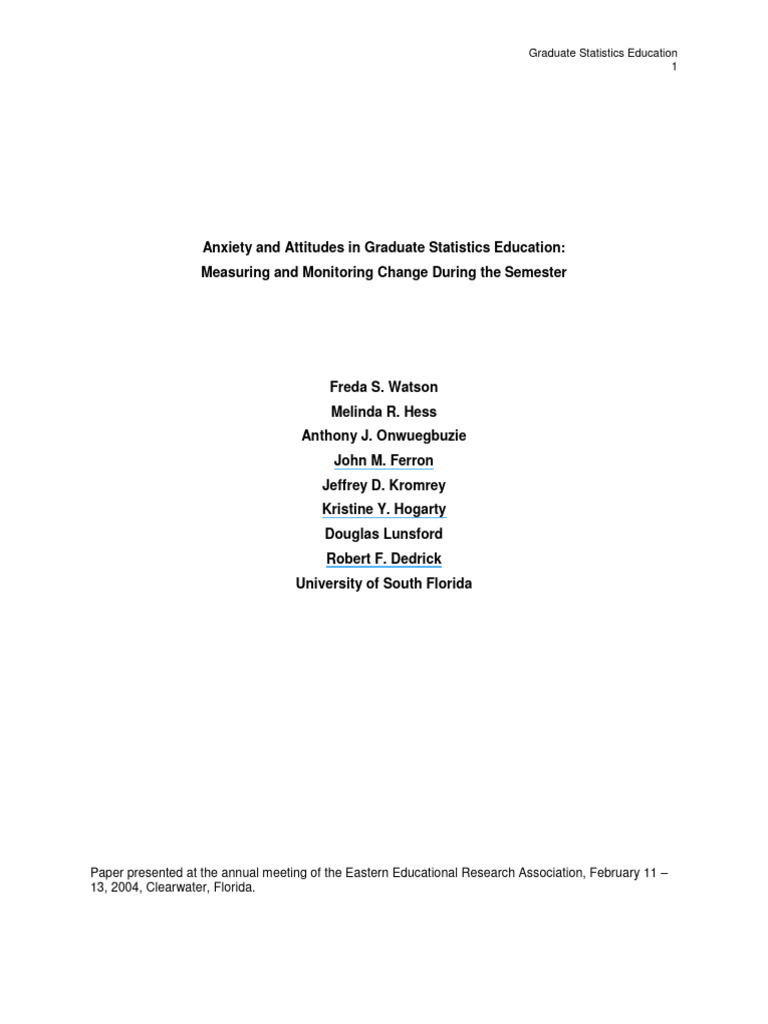 Statistics in Education | PDF | Errors And Residuals | Attitude ...