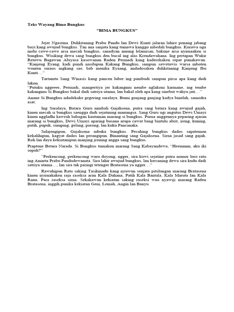 Teks Wayang Bima Bungkus | PDF