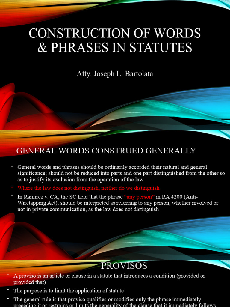Construction of Words Phrases | PDF | Statutory Interpretation ...