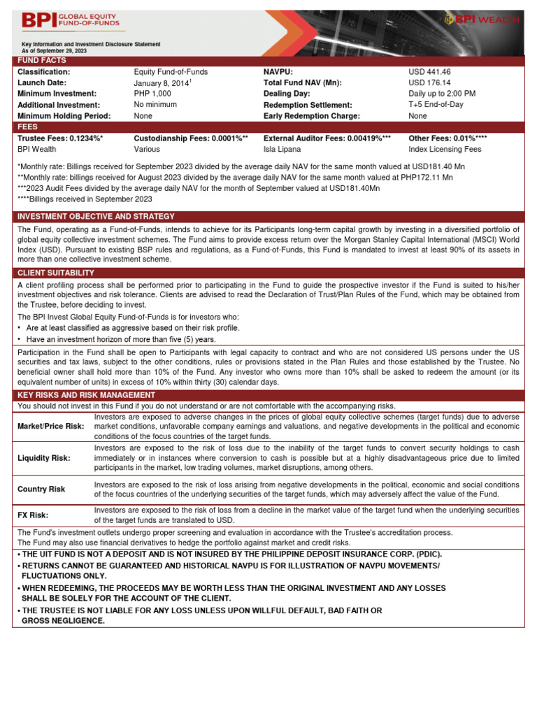 BPI Global Equity Fund of Funds - September 2023 v2 | PDF | Investment ...