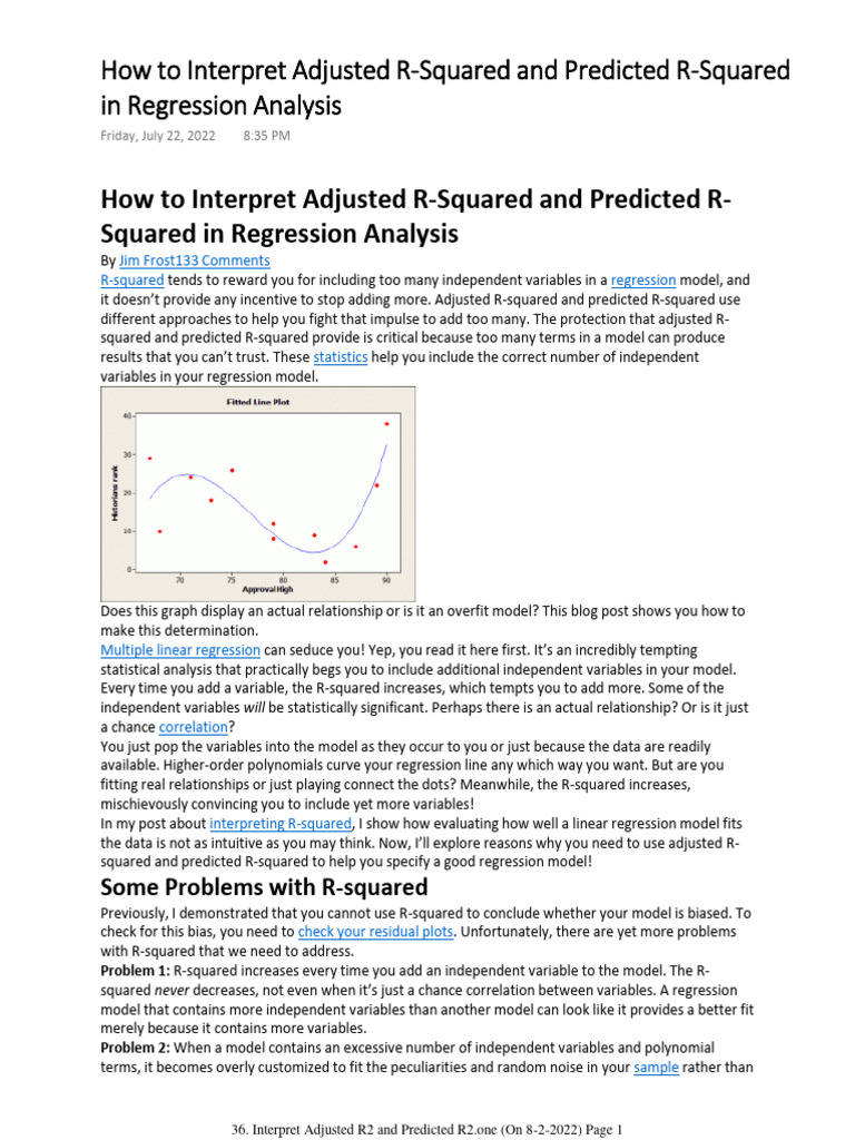 36.how To Interpret Adjusted R-Squared and Predicted R-Squared in Regression Analysis | PDF ...