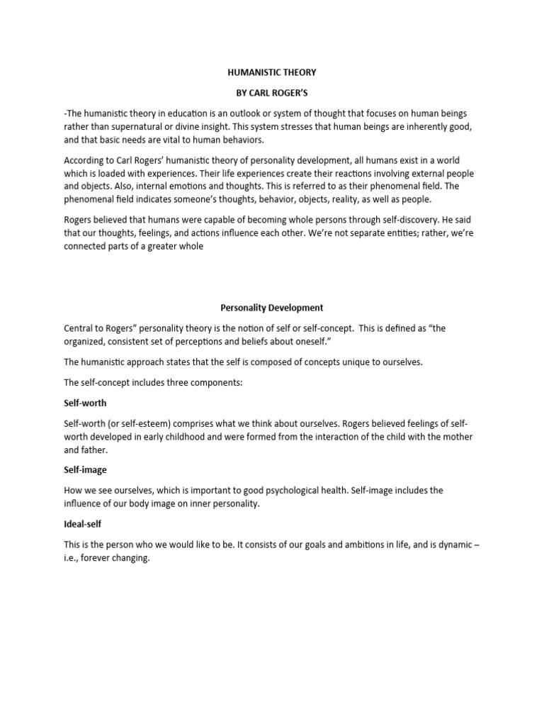 Humanistic Theory | PDF | Humanistic Psychology | Thought