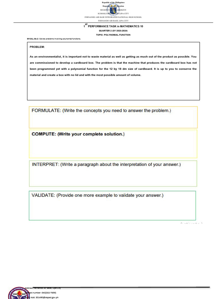 Q2 - Performance Task 01. | PDF | Computational Science | Theoretical ...