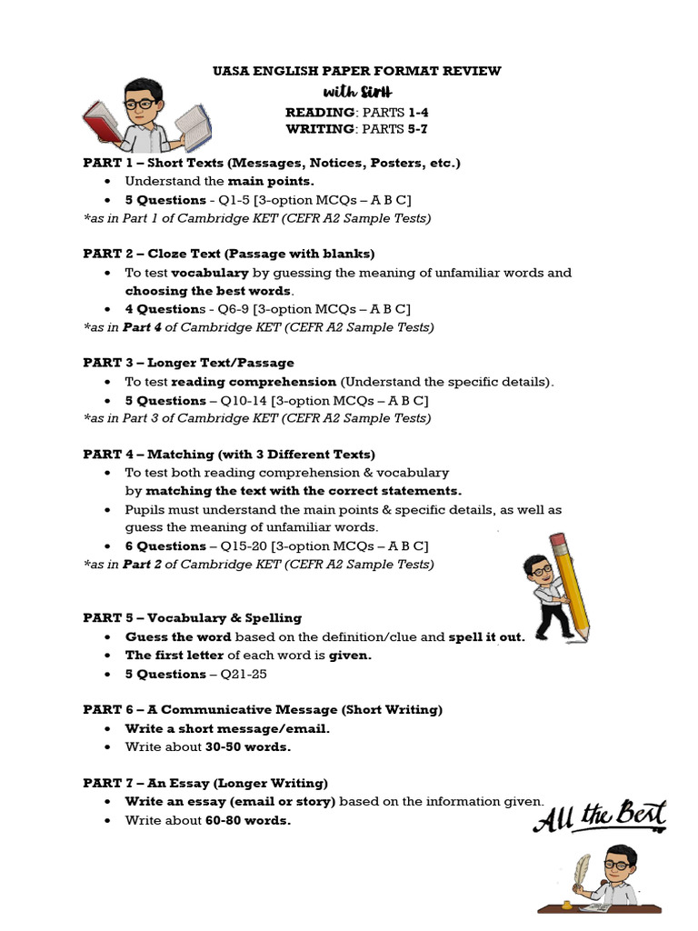 UASA English Paper Format Overview | PDF