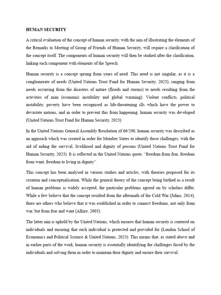 A Critical Evaluation of The Concept of Human Security | PDF | Human Security | Securities