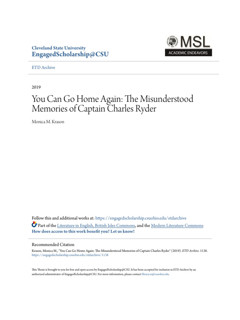 BR. Krason. You Can Go Home Again | PDF | Nostalgia | Modernism