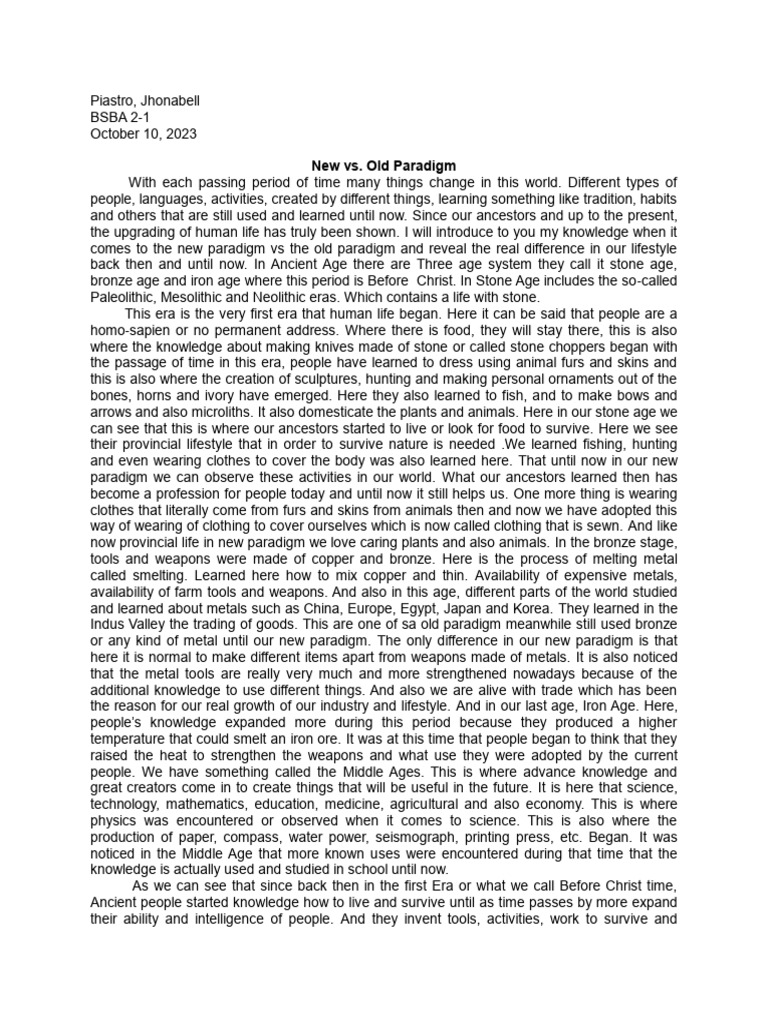 New vs. Old Paradigm | PDF | Stone Age | Smelting
