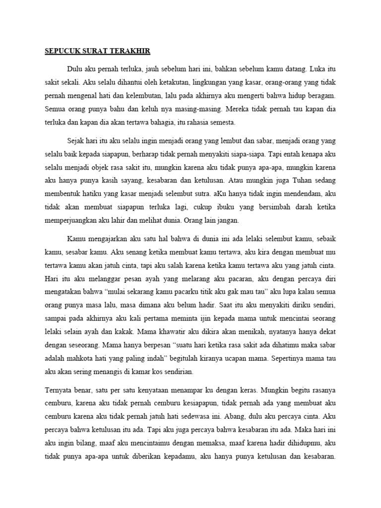 Sepucuk Surat Terakhir | PDF