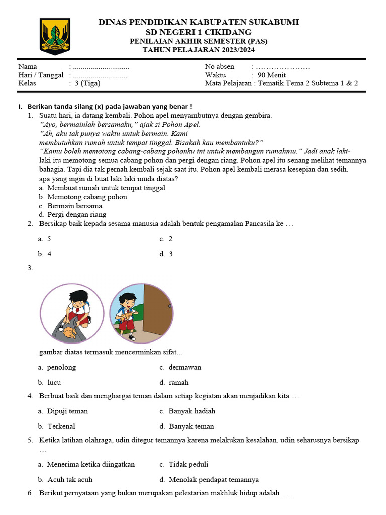 SOAL PTS K3 TEMA 2 Bagian 1 | PDF
