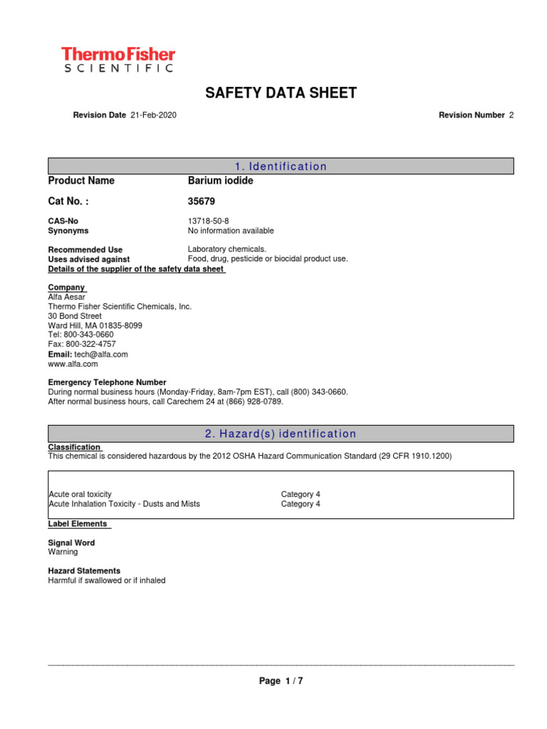 Barium Iodided | PDF | Hazards | Poison
