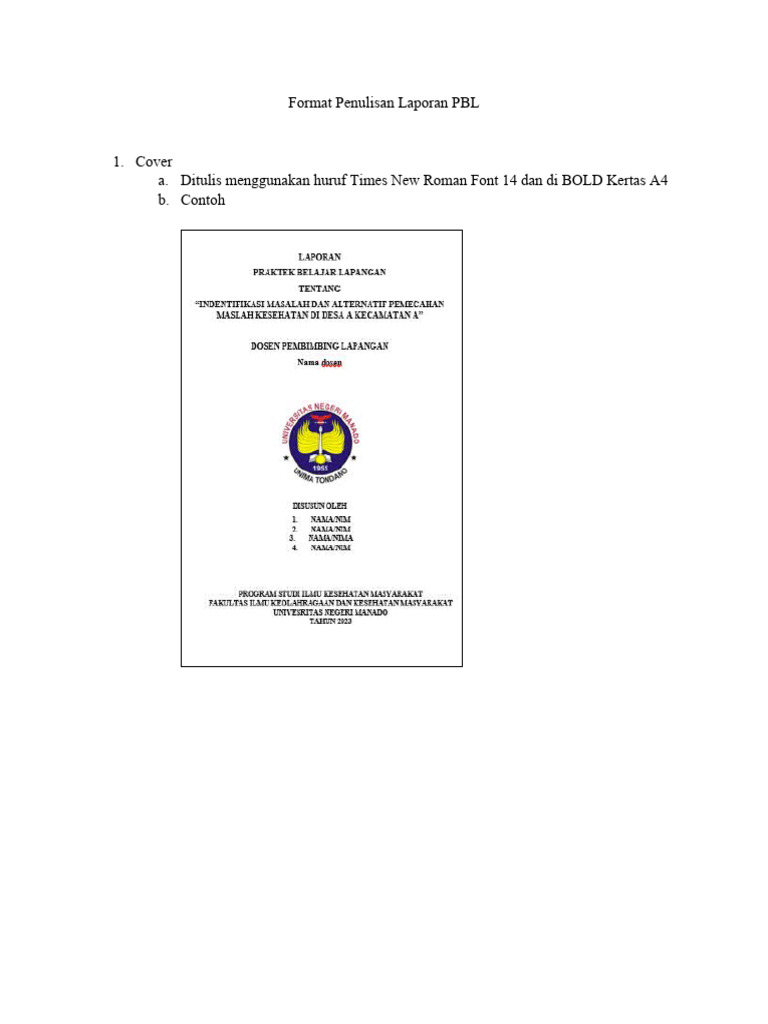Format Penulisan Laporan PBL | PDF