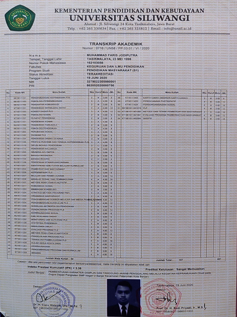 Ijazah & Transkip Nilai - 11zon | PDF