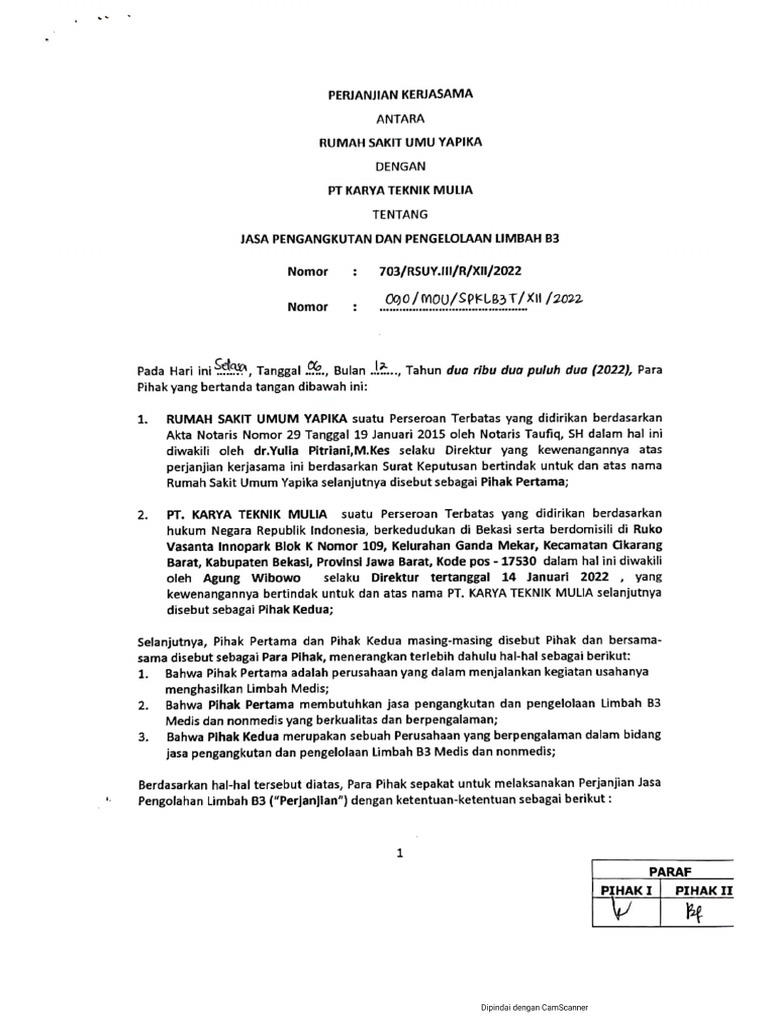 Mou Pengangkutan Pengelolaan Limbah B3 Pdf