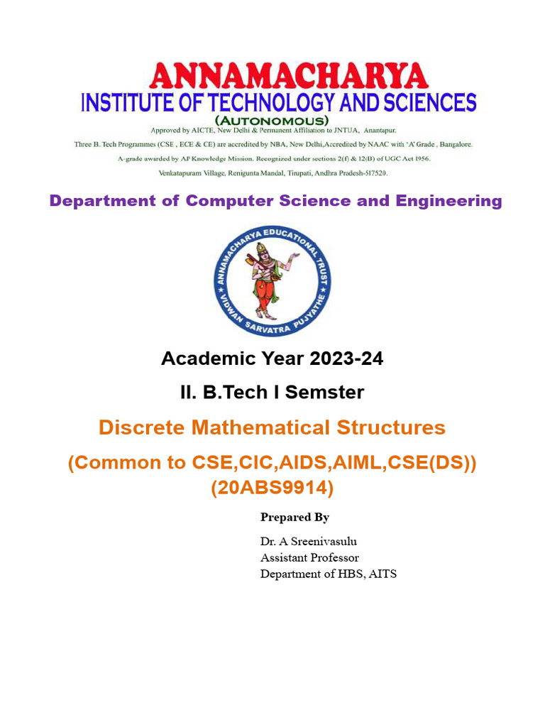 Discrete Mathematical Structures Min | PDF | Combinatorics | Discrete Mathematics