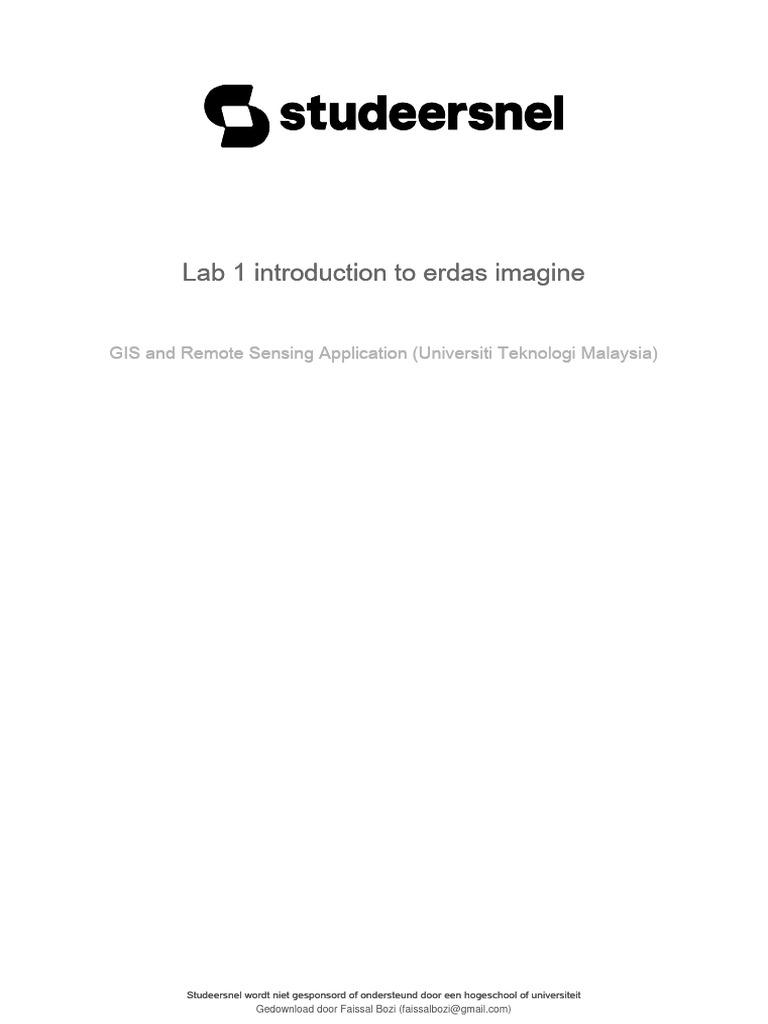 Lab 1 Introduction To Erdas Imagine | PDF | Imaging | Vision Lab 1 Introduction To Erdas Imagine | PDF | Imaging | Vision