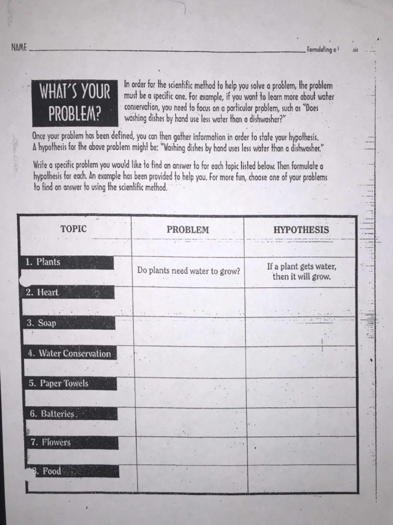 Testable Question and Hypothesis Practice | PDF