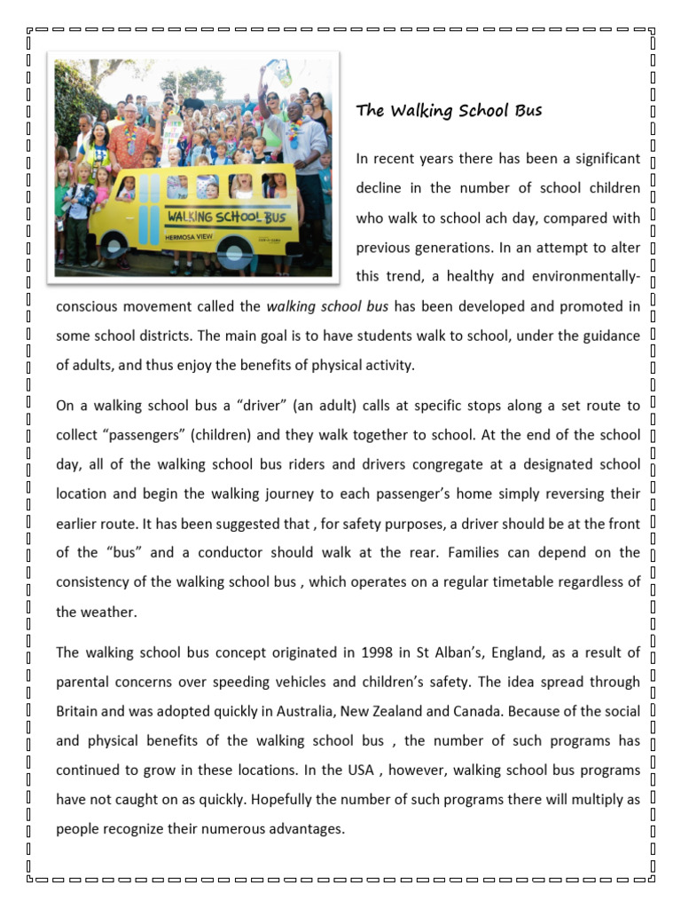 The Walking School Bus | PDF | School Bus | Obesity