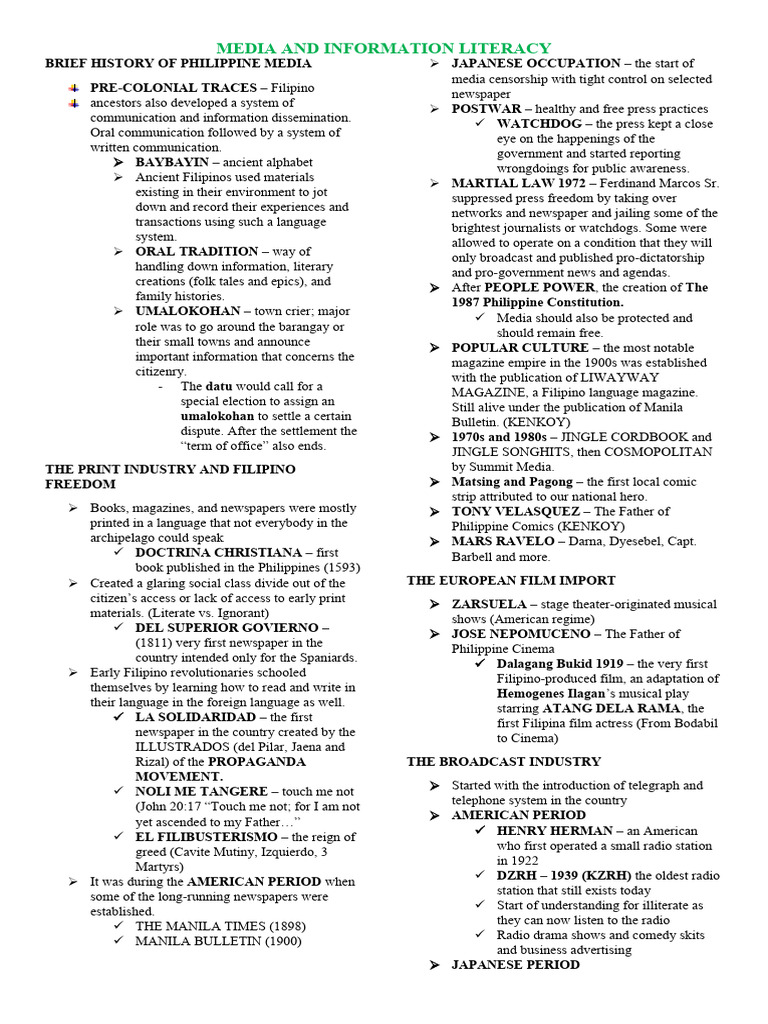 Brief History of Philippine Media | PDF | Mass Media | Entertainment