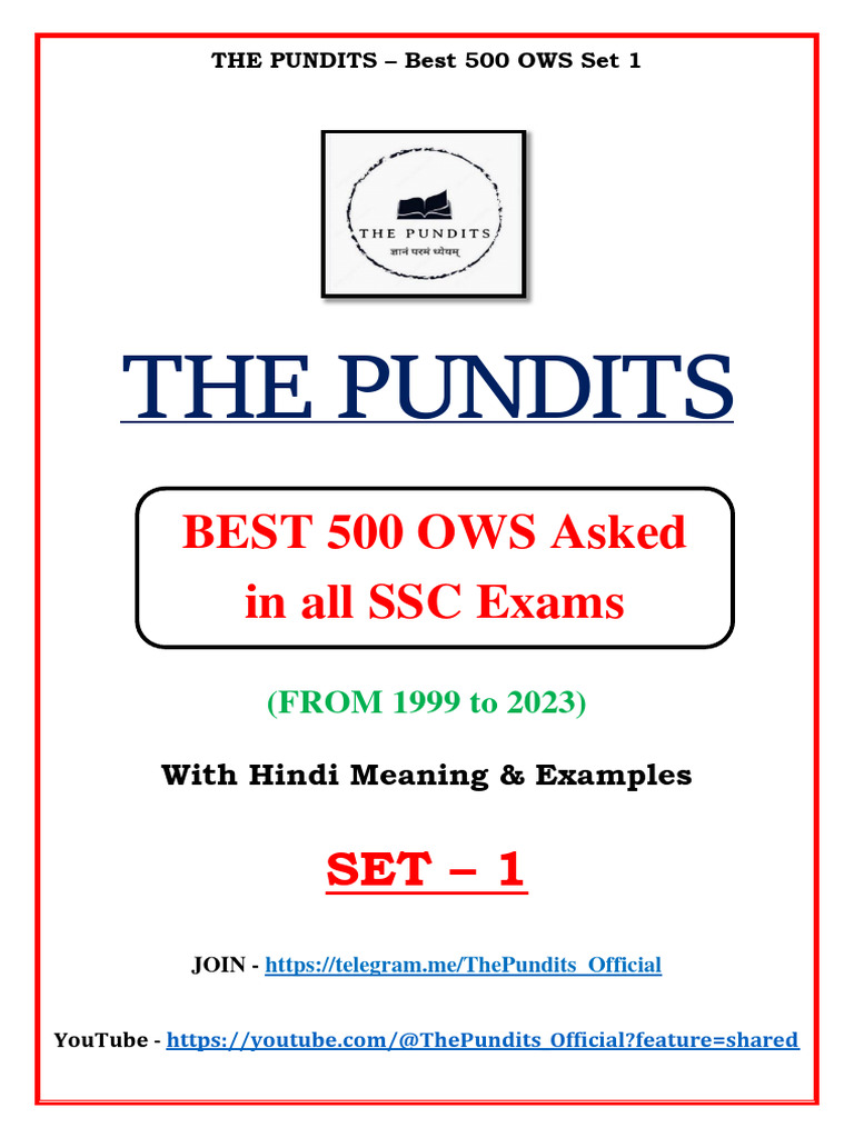Best 500 OWS - Set 1 by THE PUNDITS | PDF