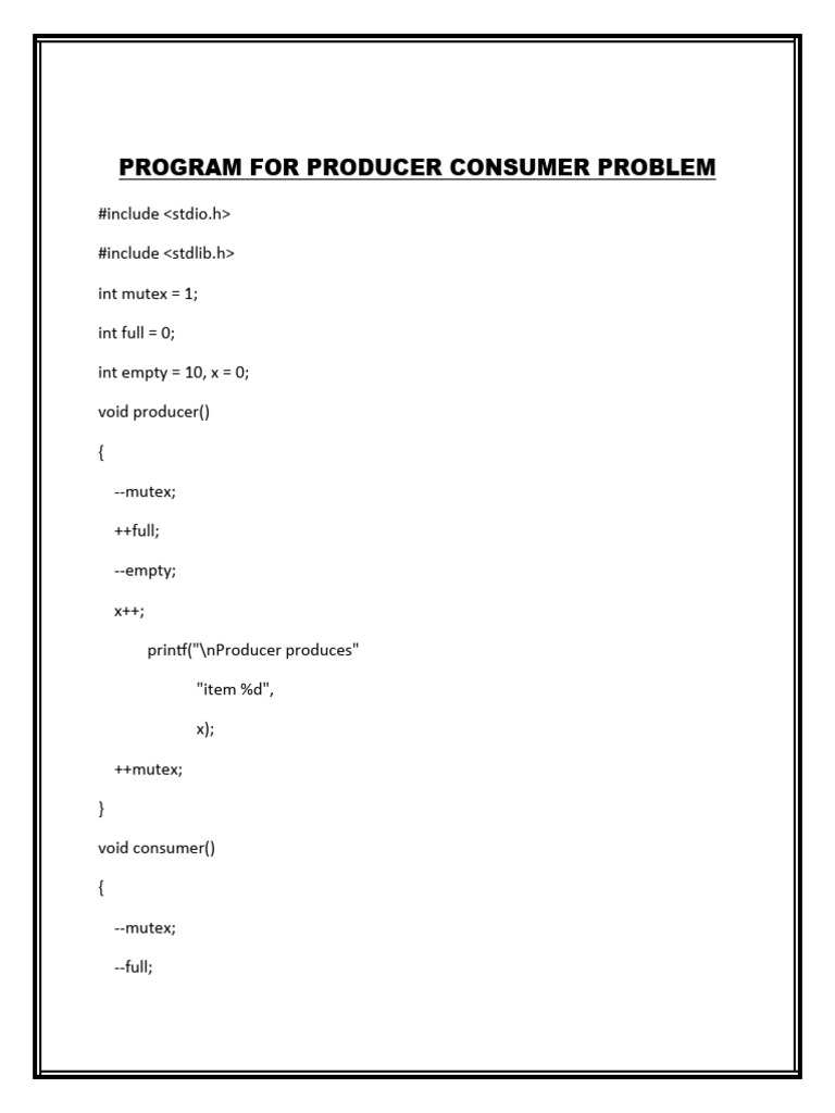 Prorgam For Producer Consumer Problem | PDF