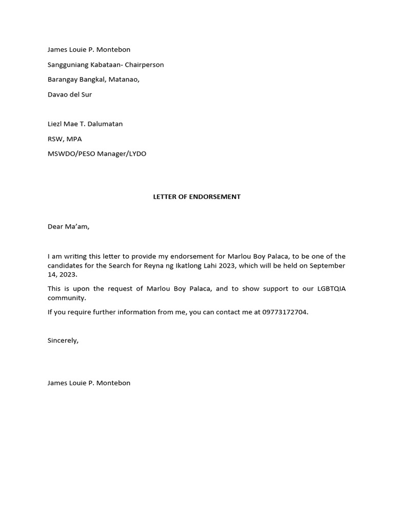 Letter of Endorsement | PDF