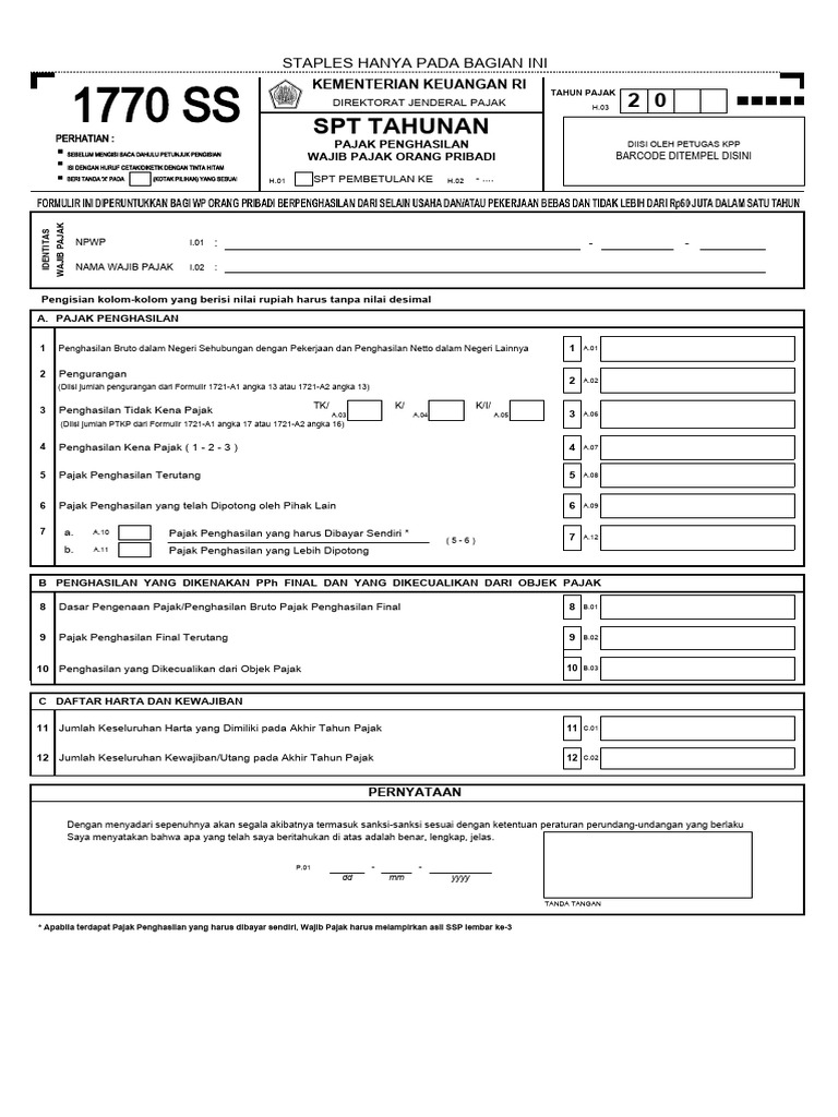 Panduan Pengisian Formulir SPT 1770 SS | PDF