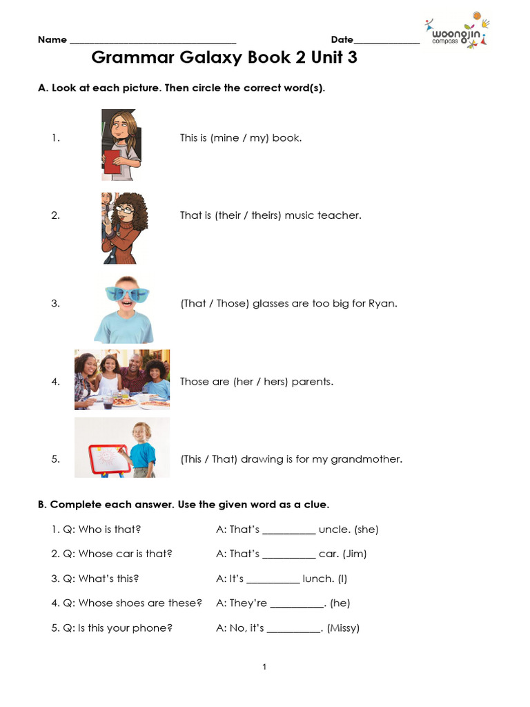 Grammar Galaxy Book 2 Unit 3 Exercises | PDF | Language Arts & Discipline