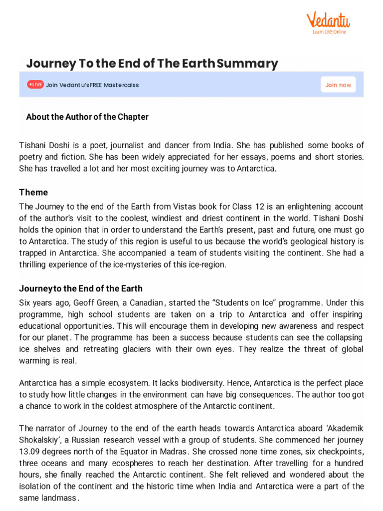 Journey To The End of The Earth Summary | PDF