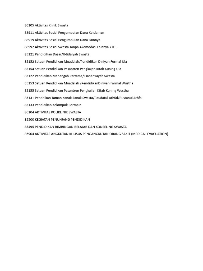 Contoh KBLI Yayasan Pendidikan & Sosial | PDF