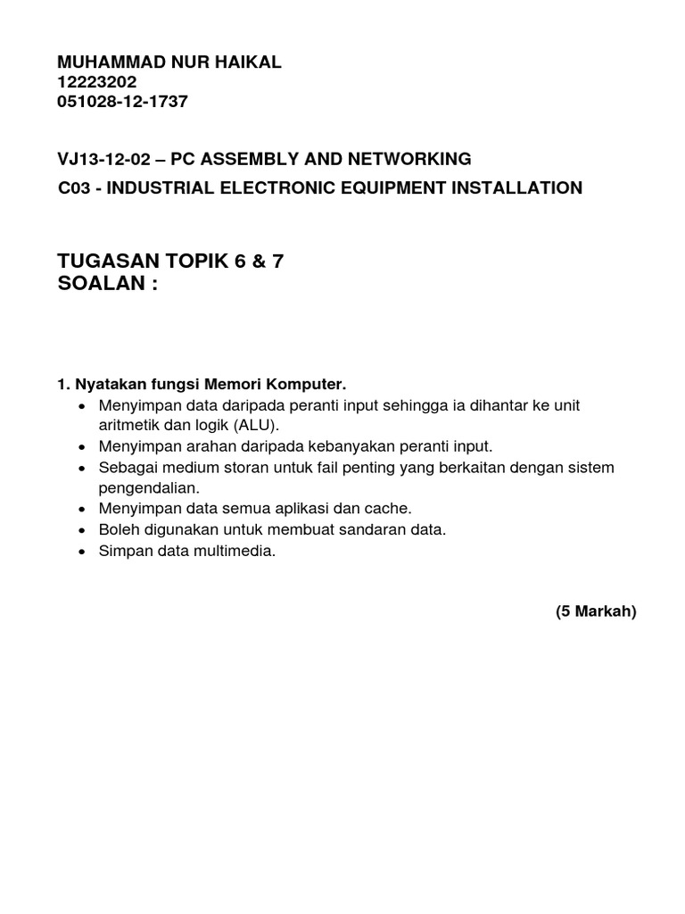 Memori Komputer: Jenis dan Fungsi | PDF