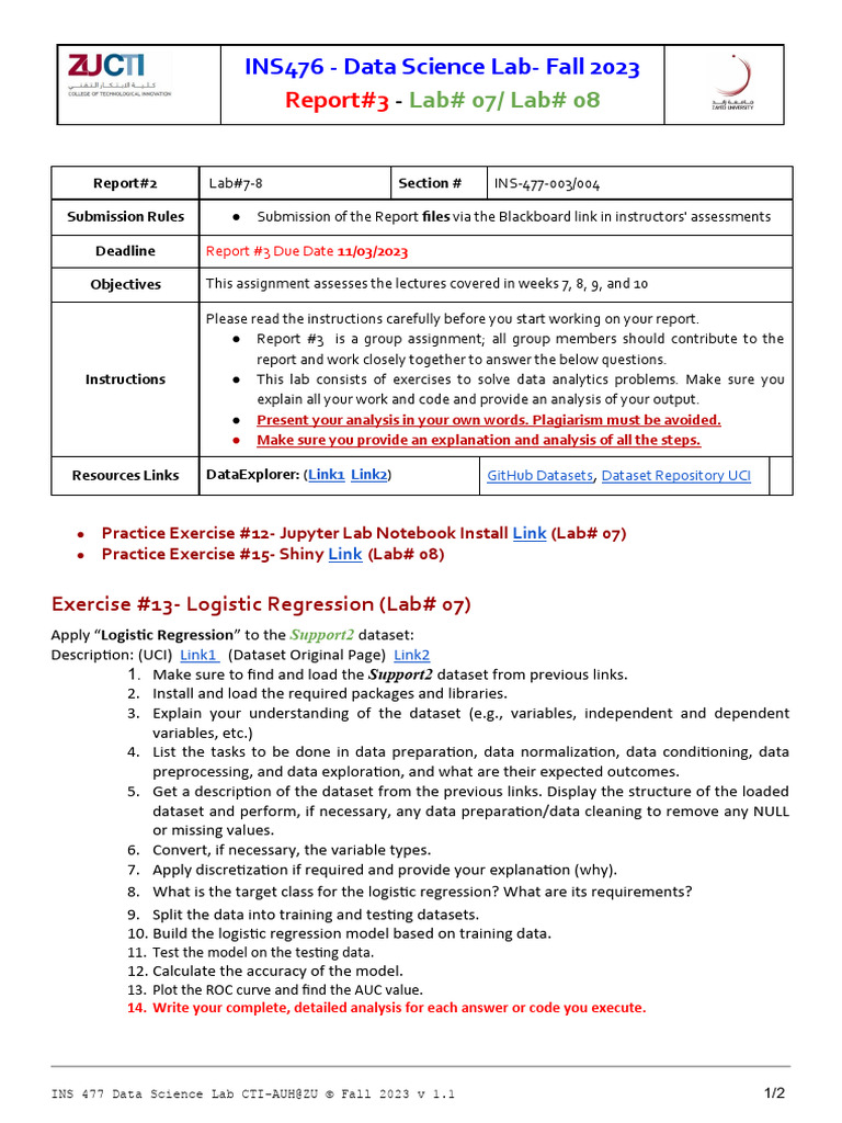 Lab#7 Lab#8 | PDF | Receiver Operating Characteristic | Regression Analysis