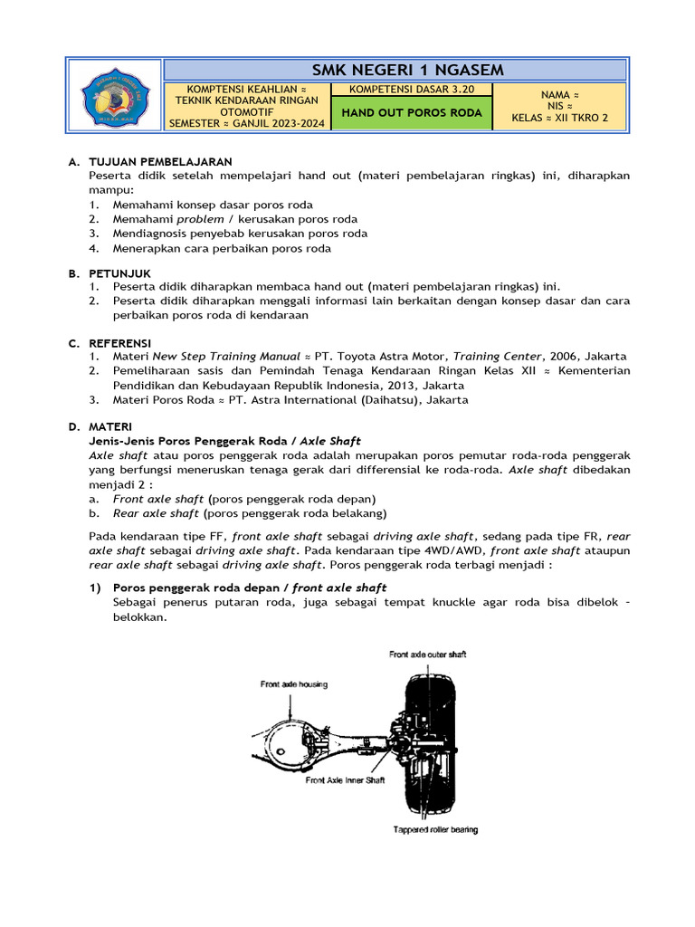 Panduan Poros Roda Kendaraan Ringan | PDF | Bisnis | Teknologi & Rekayasa