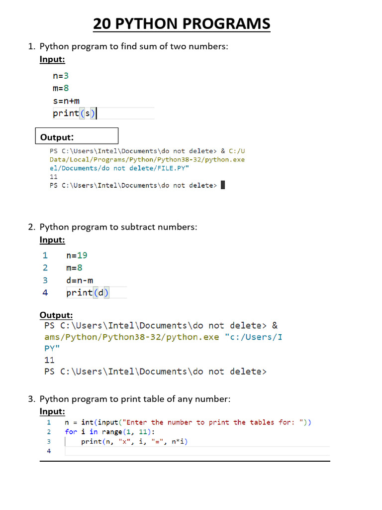 20 Python Programs | PDF