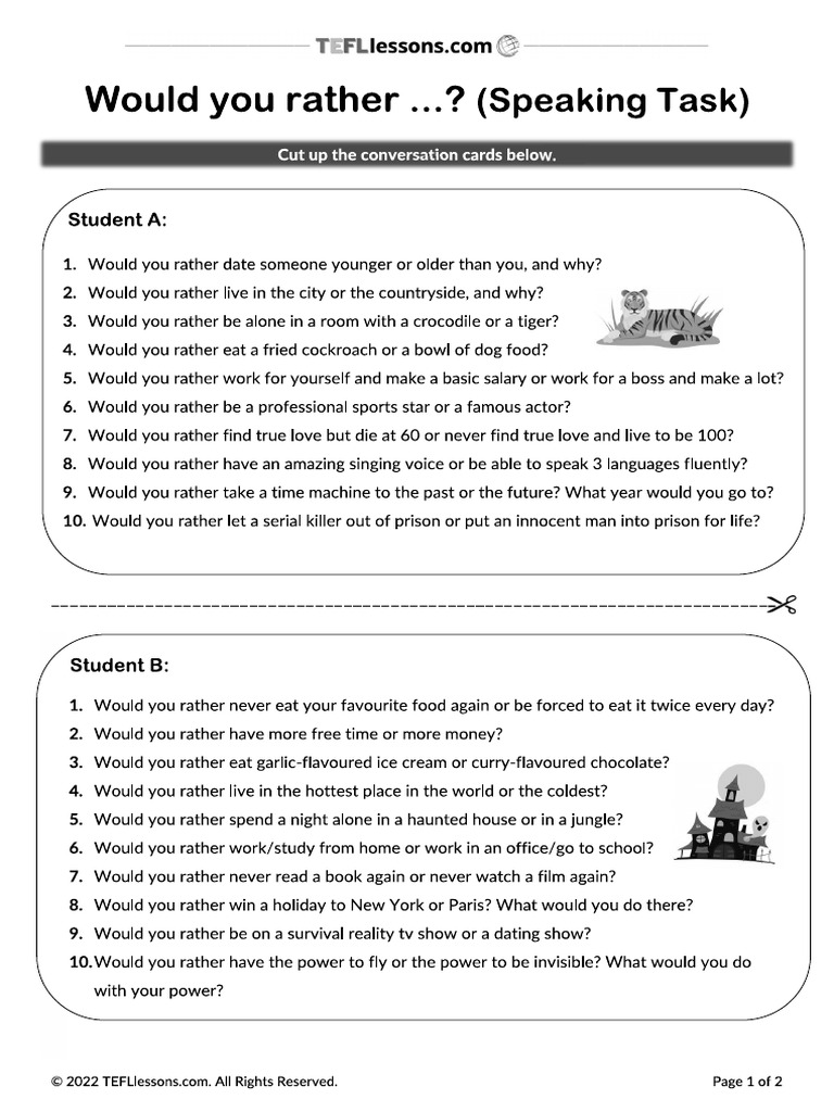 Would You Rather Activity | PDF